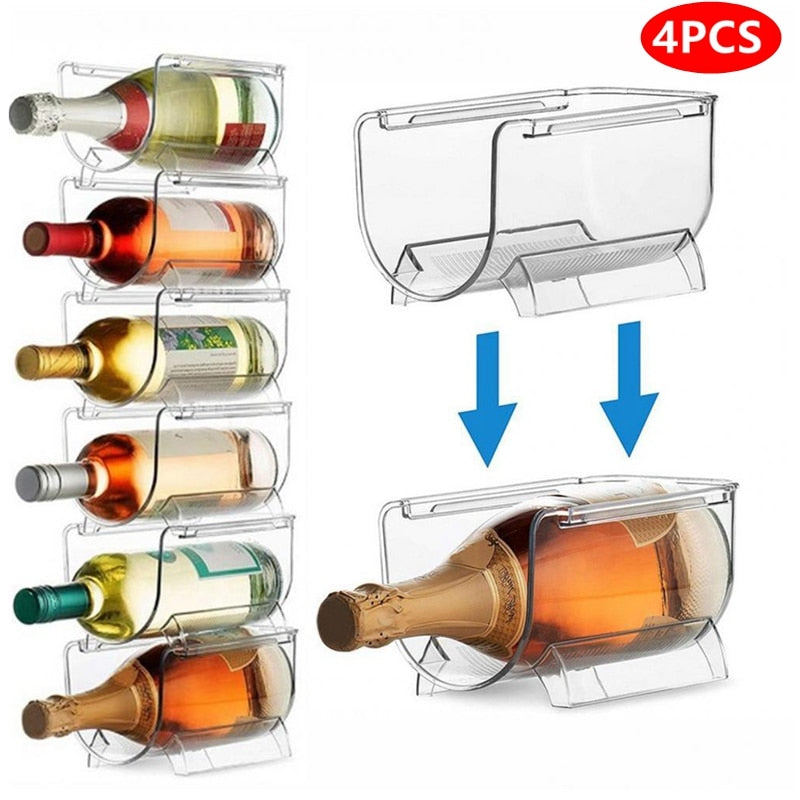 4Pack Refrigerator Organizer Kitchen Bottle Storage Rack Stackable Win ...